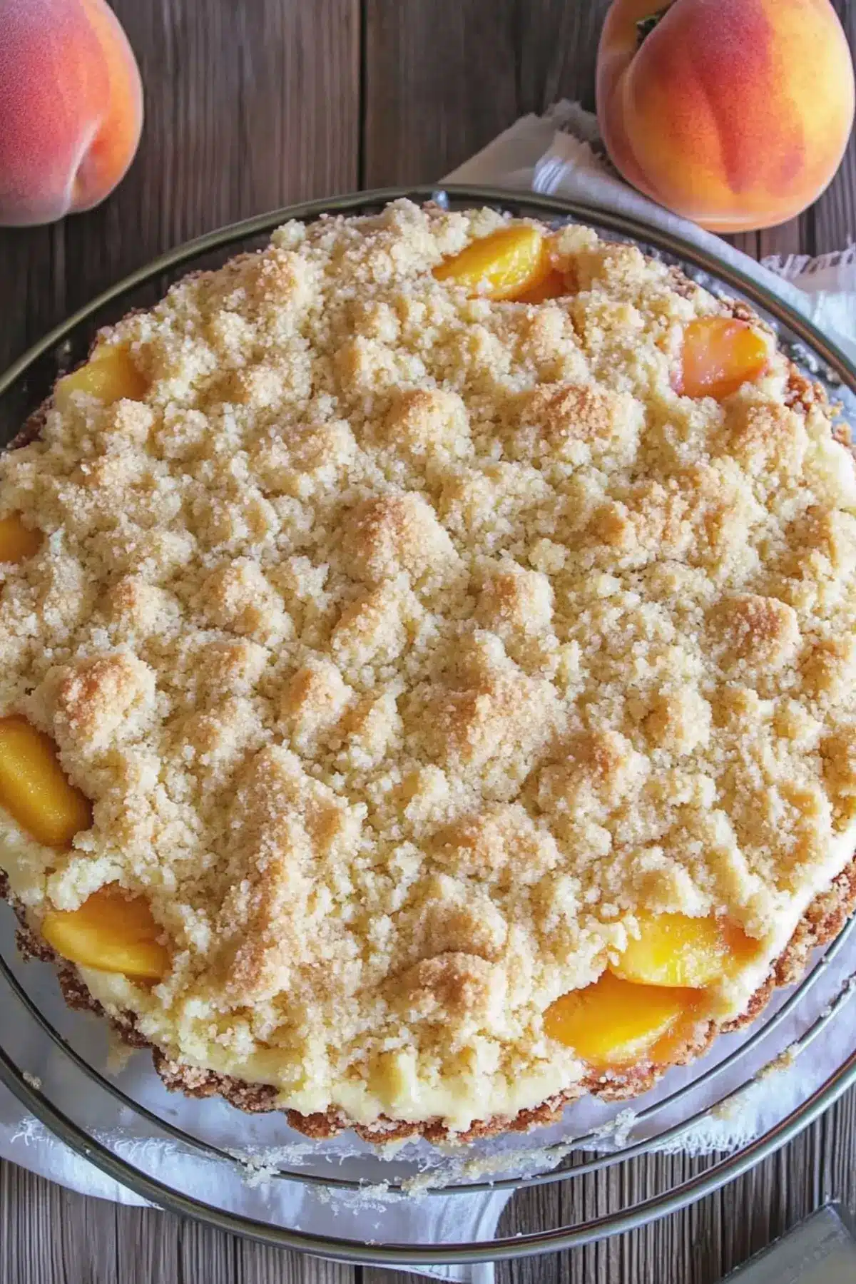 Easy Italian Fresh Peach Crumb Cake - ZazaCook