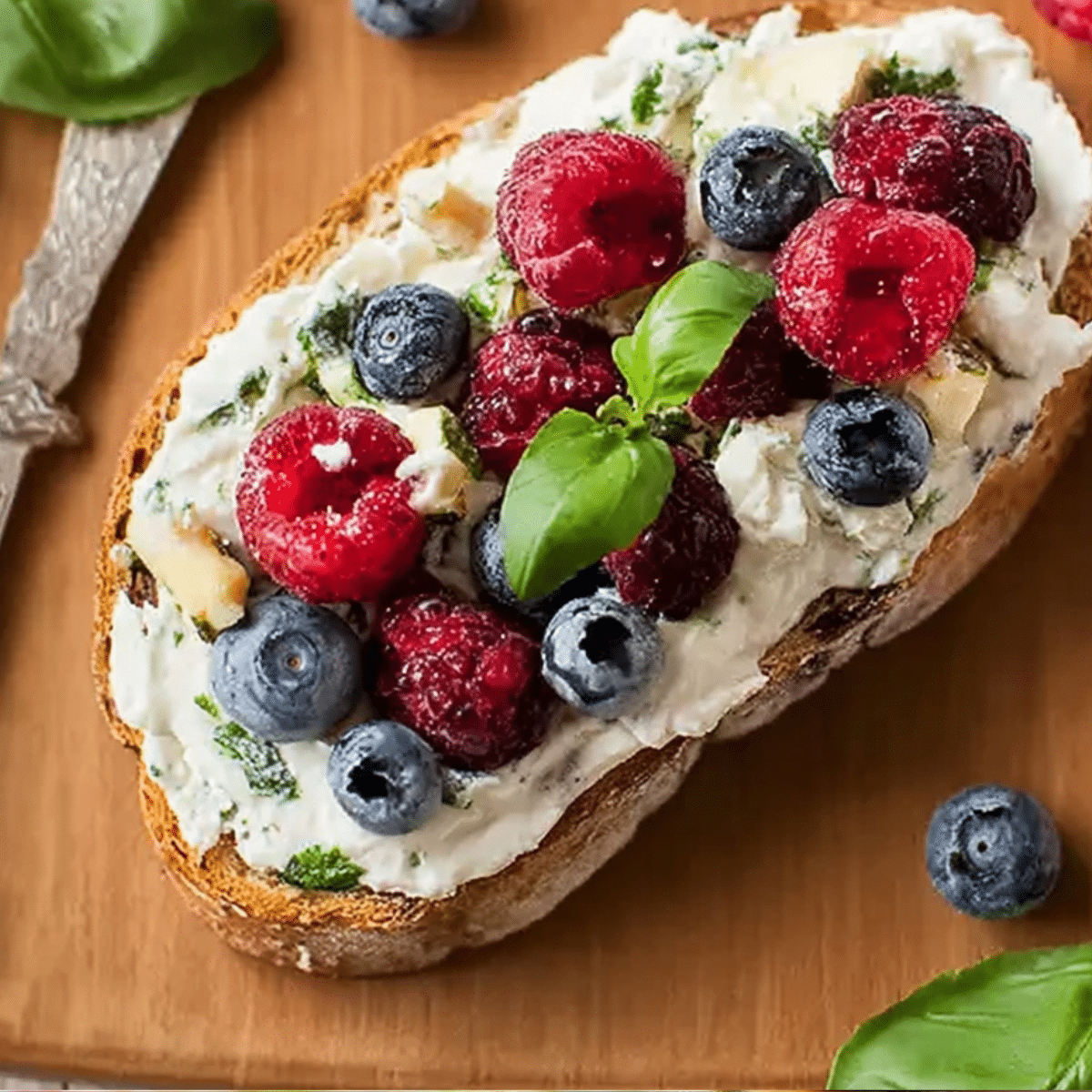 Berries & Basil Cream Cheese Toast – Easy 10-Min Breakfast - ZazaCook