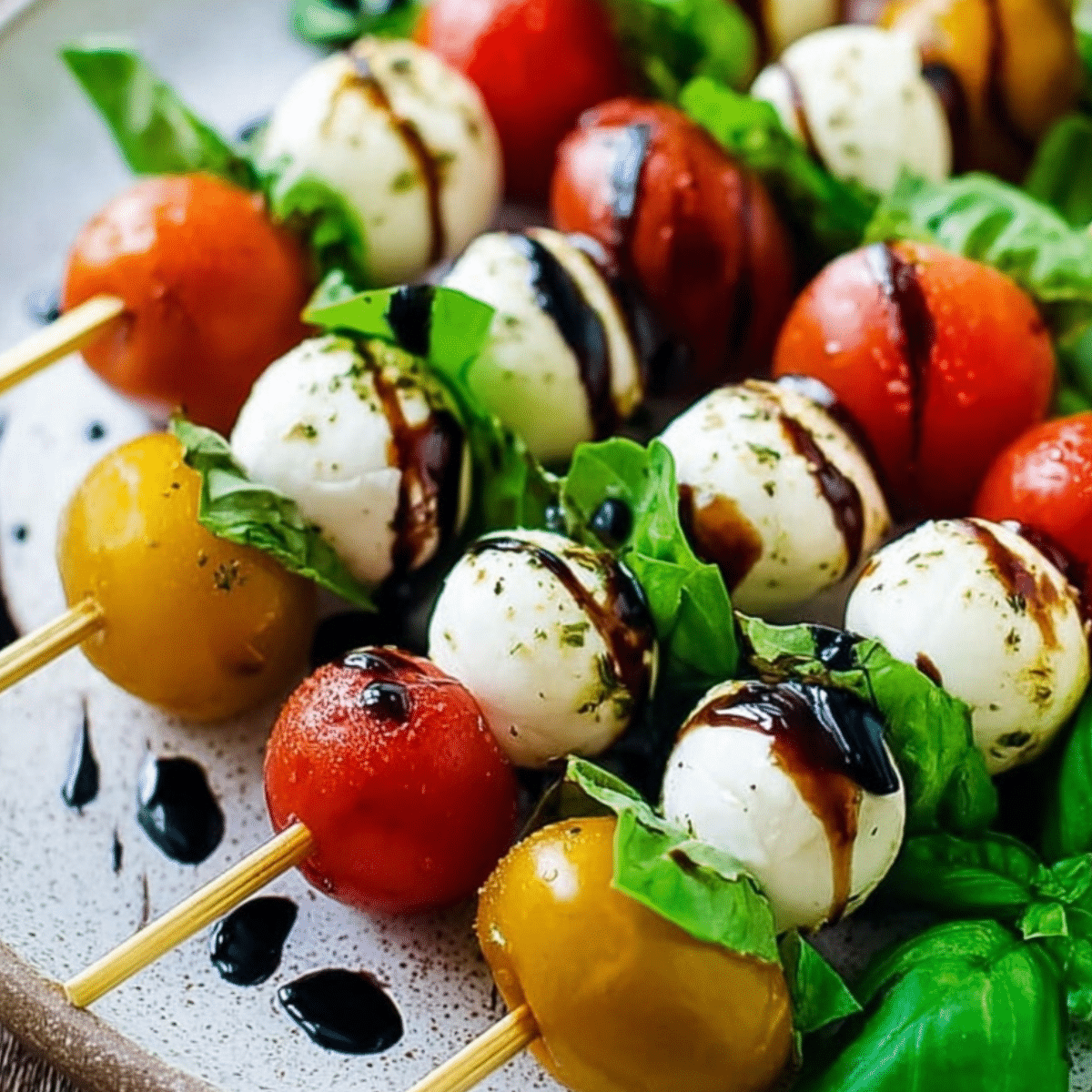 Caprese Skewers: Easy and Flavorful Recipe" - ZazaCook