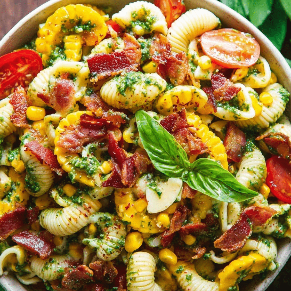 Corn Pasta Salad with Bacon – Best Creamy Recipe - ZazaCook