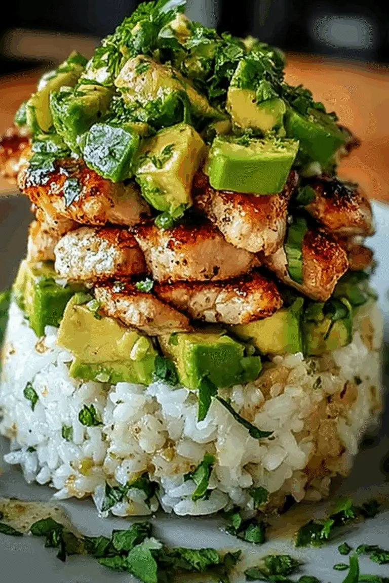 Honey Lime Chicken & Avocado Rice Stack Easy Recipe - ZazaCook