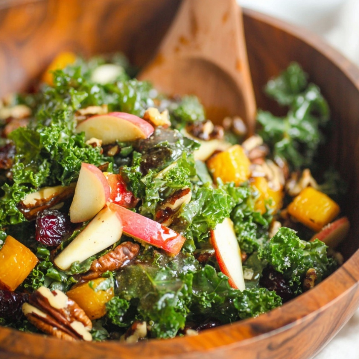 Best Autumn Kale Salad with Maple Balsamic Vinaigrette - ZazaCook