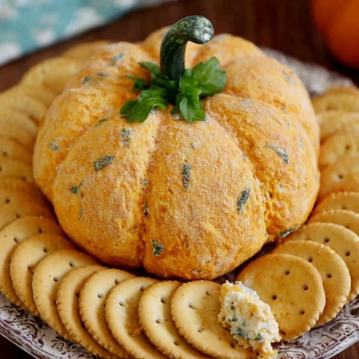 Pumpkin-Shaped Cheeseball: Easy & Festive Recipe - ZazaCook