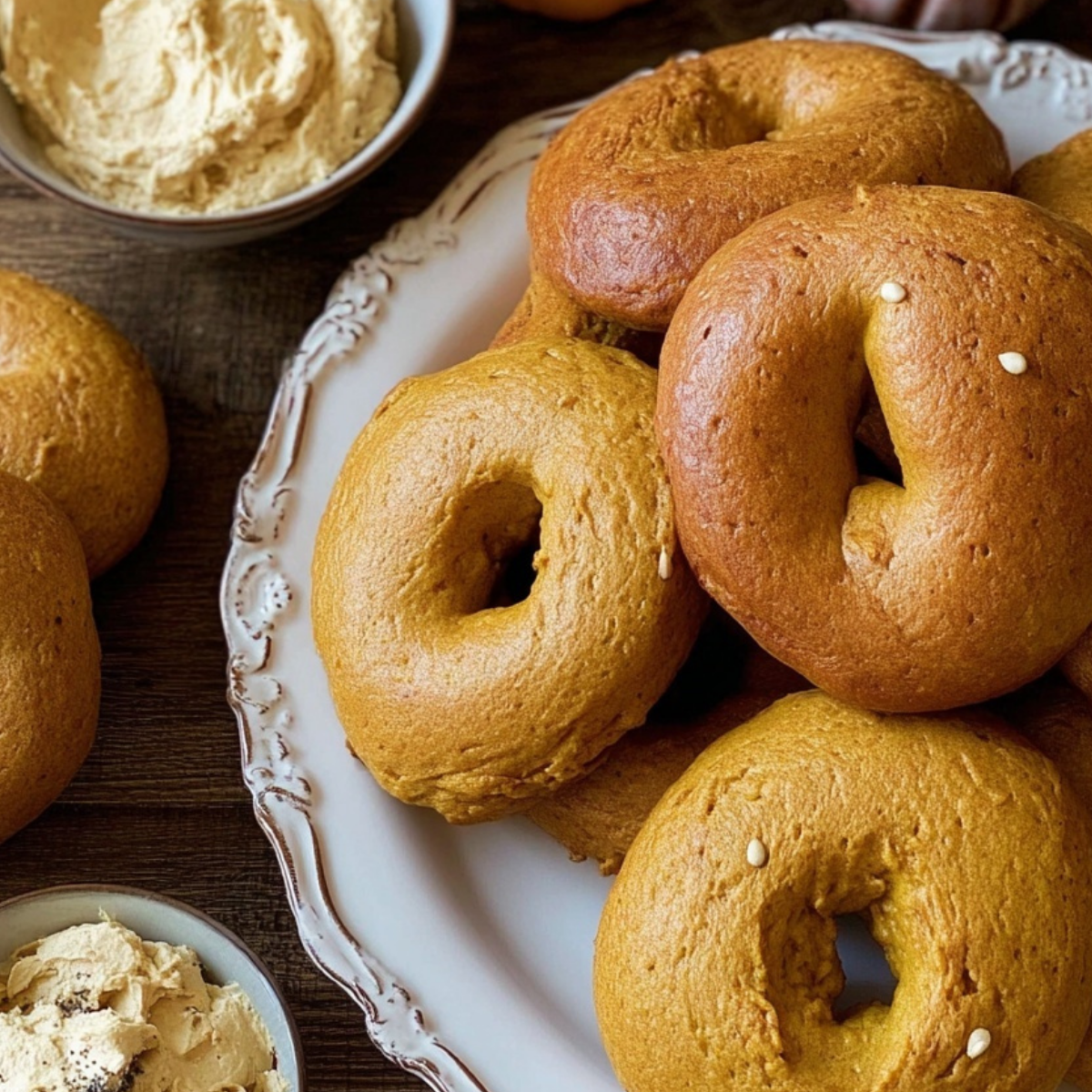 The Best Pumpkin Sourdough Bagels with Pumpkin Spice Cream Cheese ...
