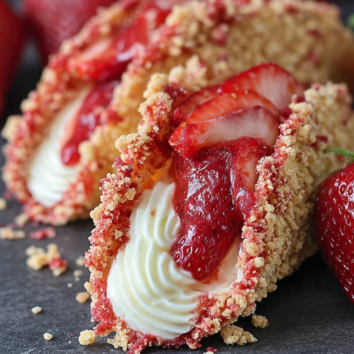 Strawberry Crunch Cheesecake Tacos – Best No-Bake Treat - ZazaCook