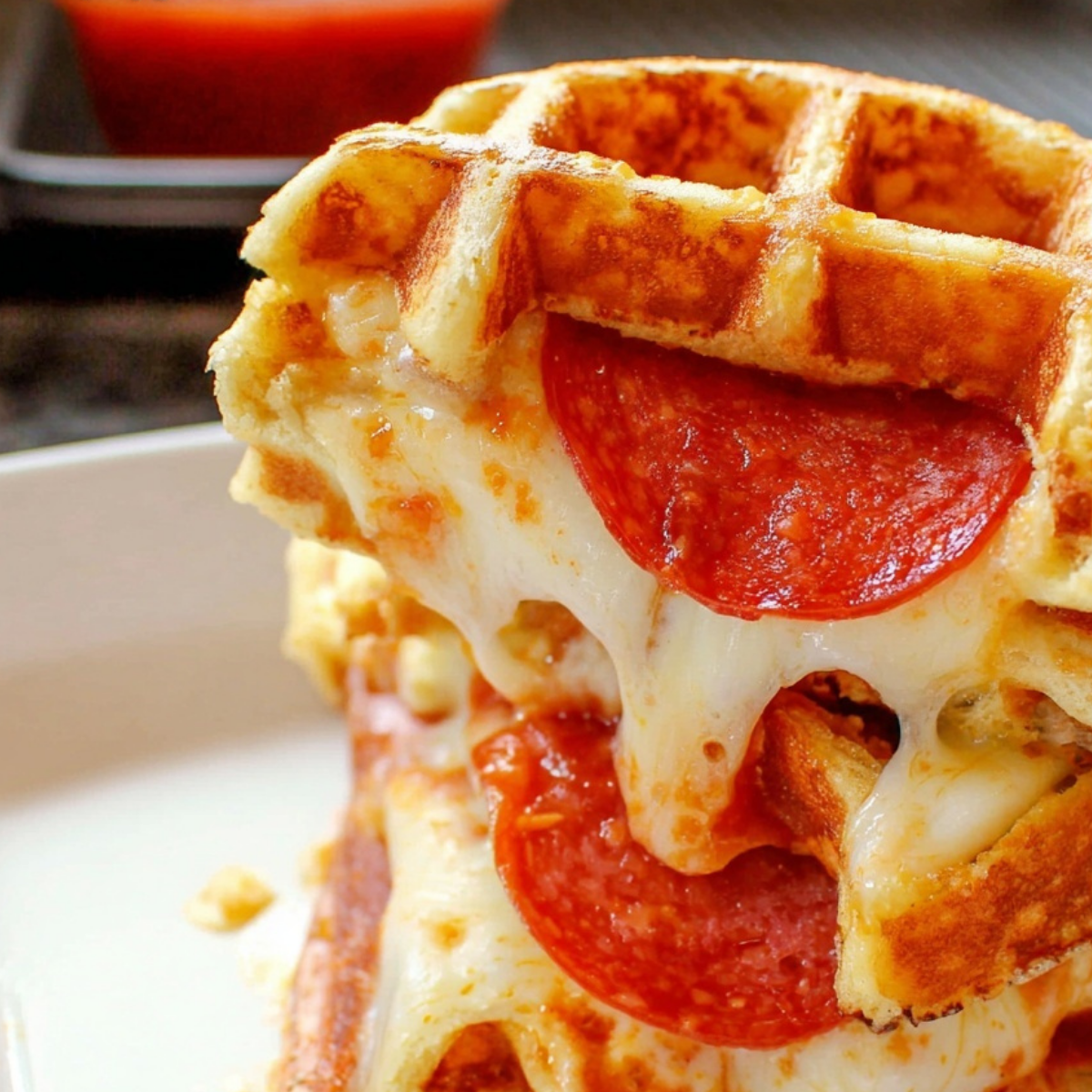 Stuffed Pepperoni Pizza Waffles – Easy Recipe - ZazaCook