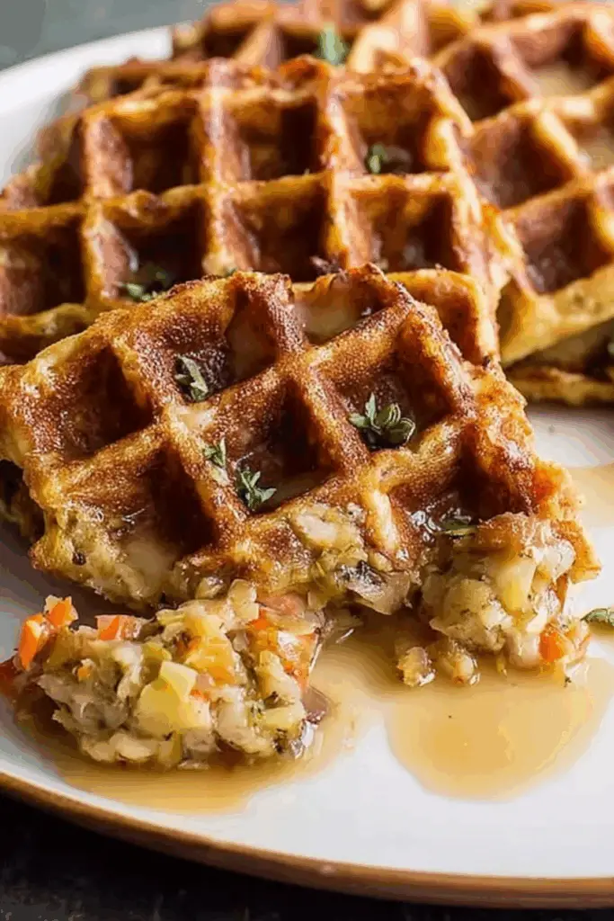 Leftover Stuffing Waffles with Maple Gravy – Easy Recipe - ZazaCook