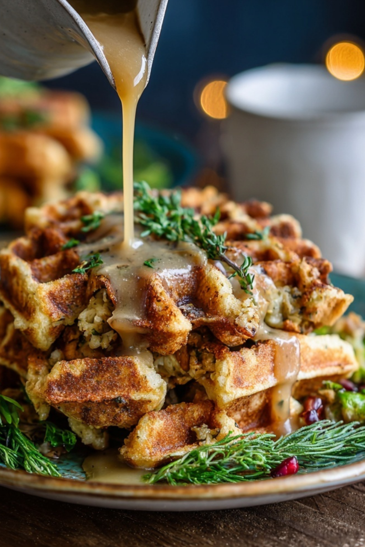 Leftover Stuffing Waffles with Maple Gravy – Easy Recipe - ZazaCook