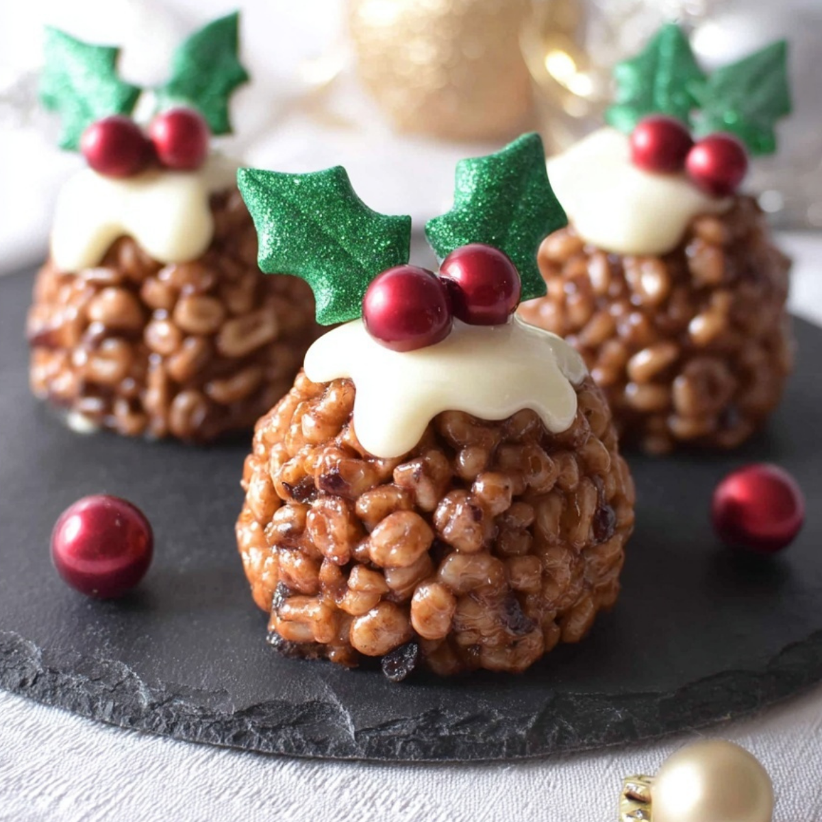 Rice Krispie Christmas Puddings – Easy & Festive Recipe - ZazaCook