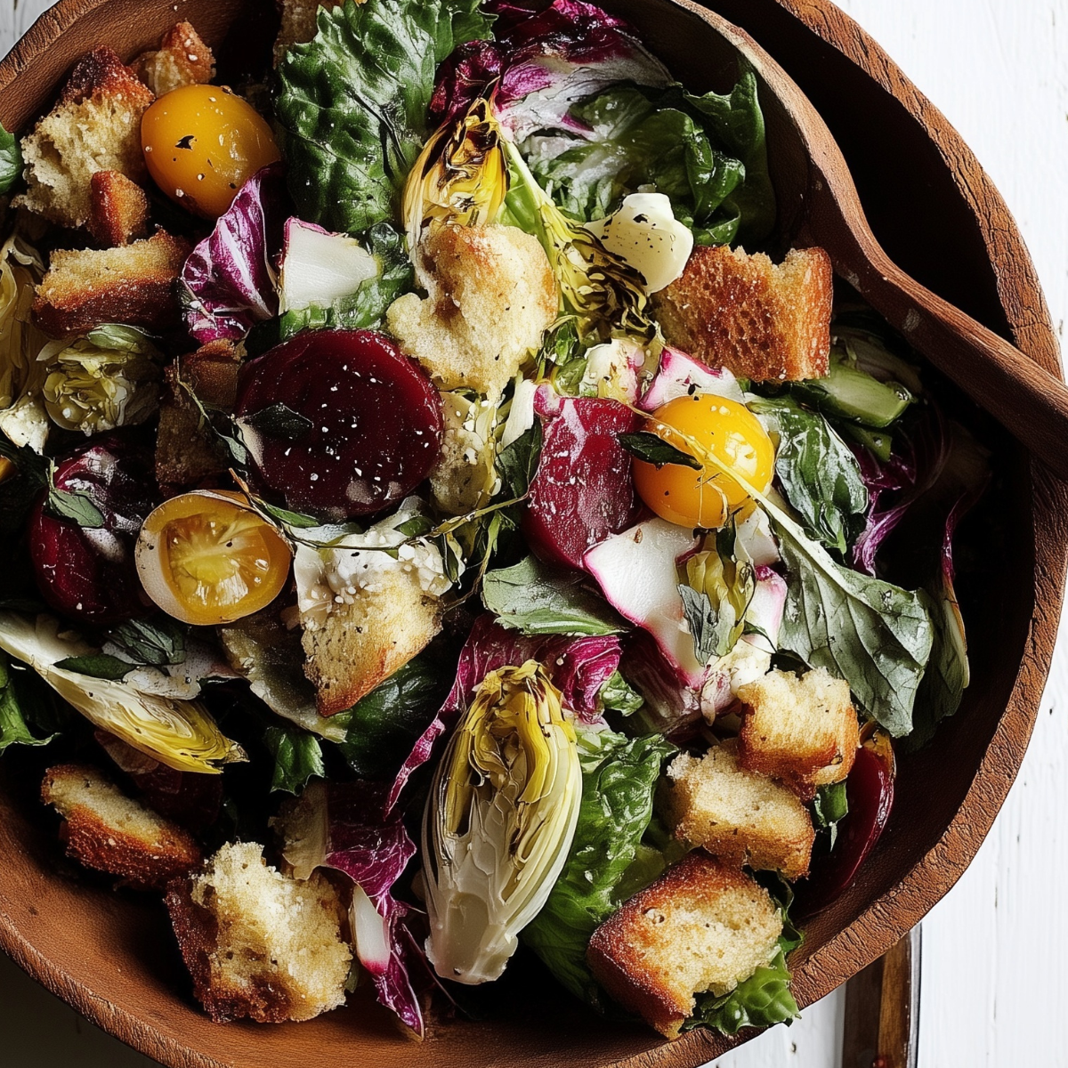 Rustic Winter Salad with Sherry Vinaigrette & Torn Croutons – Easy ...