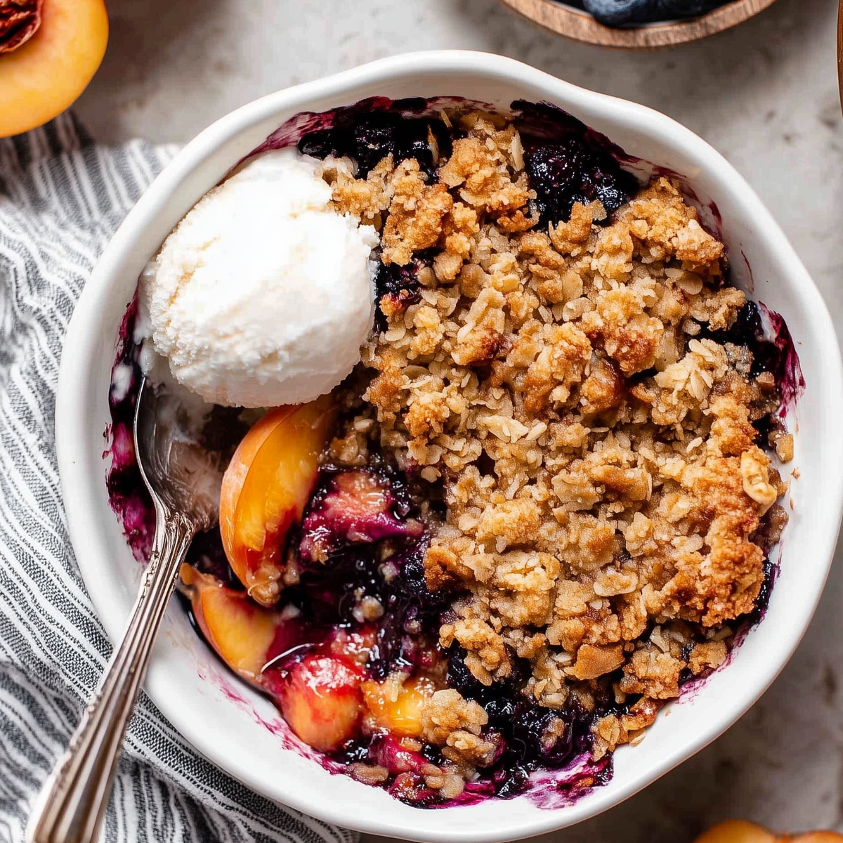 Blueberry Peach Crumble - Easy and Delicious - ZazaCook