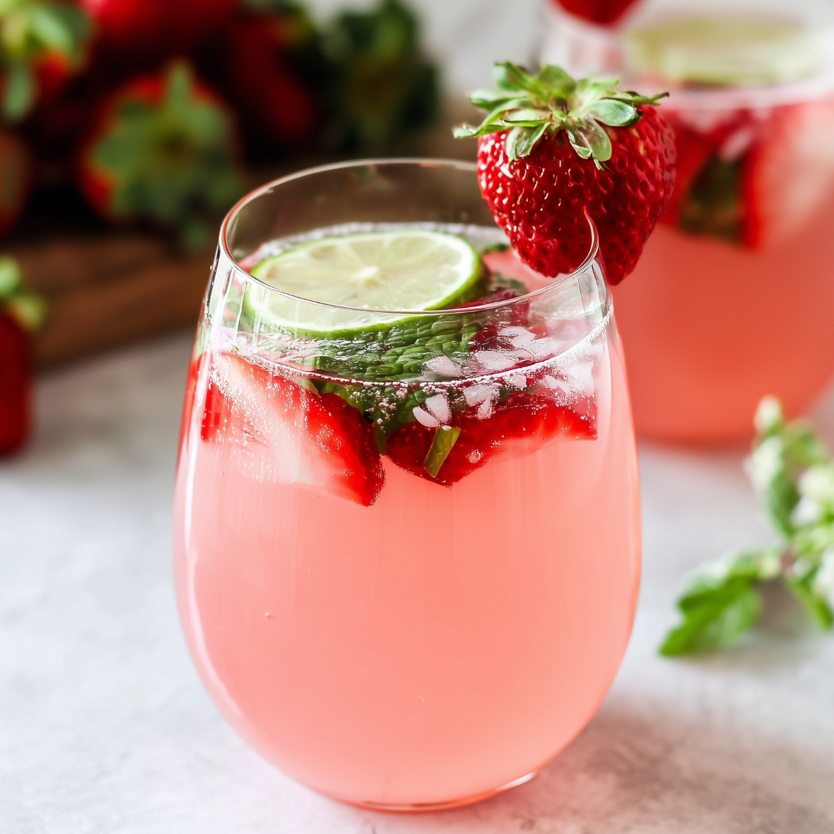 Healthy Strawberry Mocktail Spritzer – Refreshing & Low Sugar - ZazaCook