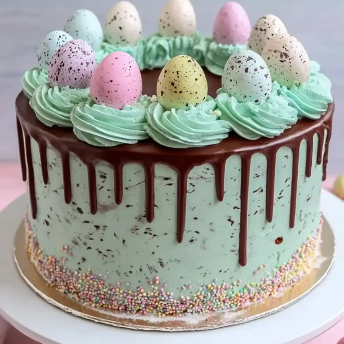 Easter Speckled Egg Drip Cake – Easy Showstopper - ZazaCook