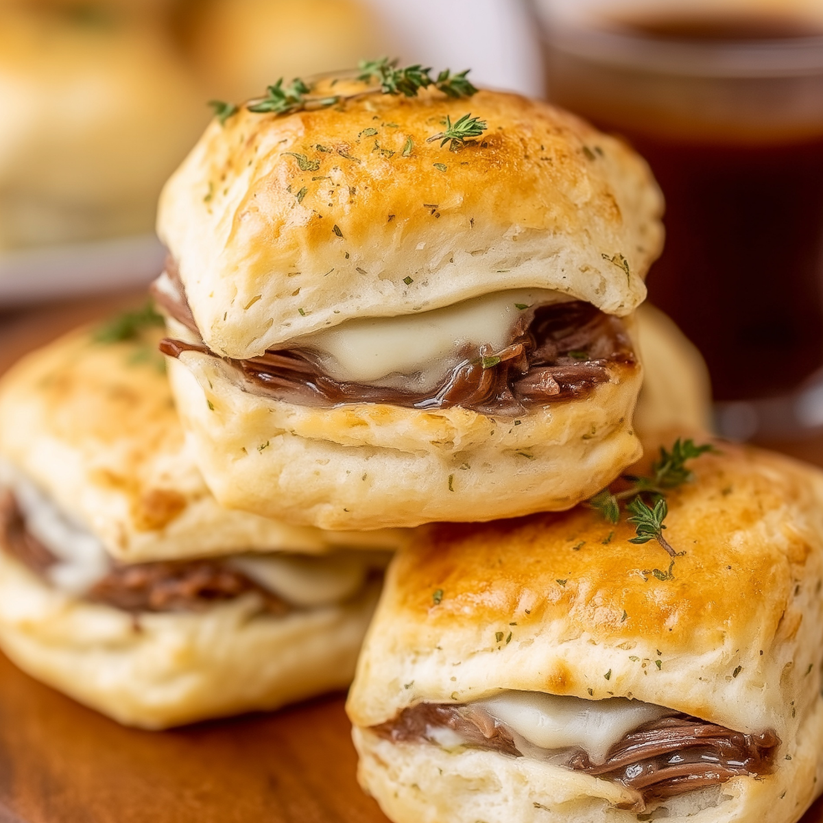 French Dip Biscuits – Easy , Cheesy Party Favorite - ZazaCook