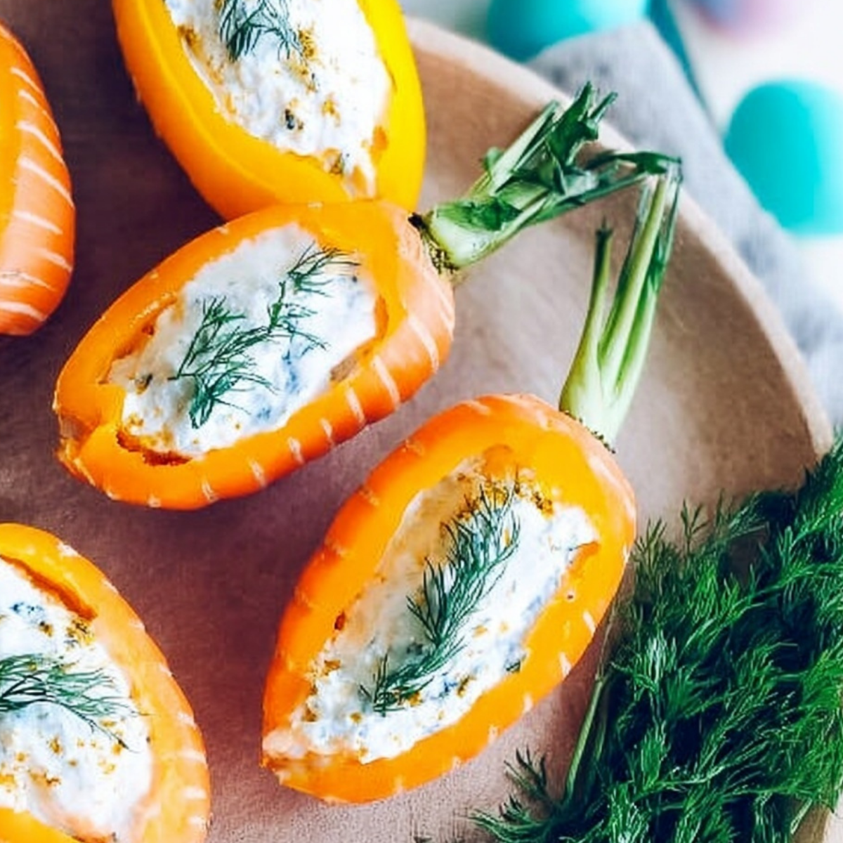 Stuffed Pepper Carrots – Easy Creamy Easter Appetizer - ZazaCook